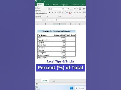 Excel Shortcut-Calculate Percent (%) of Total Using Quick Analysis # ...