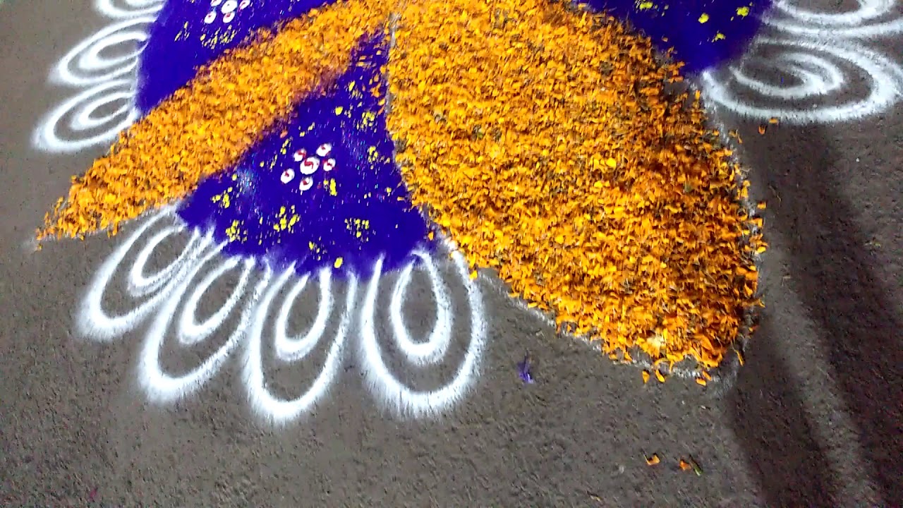 Rangoli in Miraj ambabai rath - YouTube