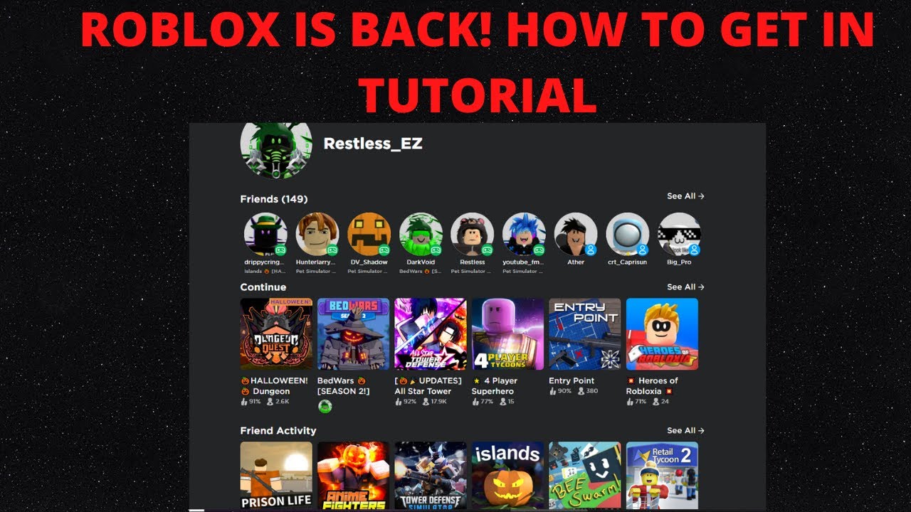 ROBLOX IS BACK - HOW TO GET YOUR ACCOUNT BACK AND PLAY ROBLOX - YouTube