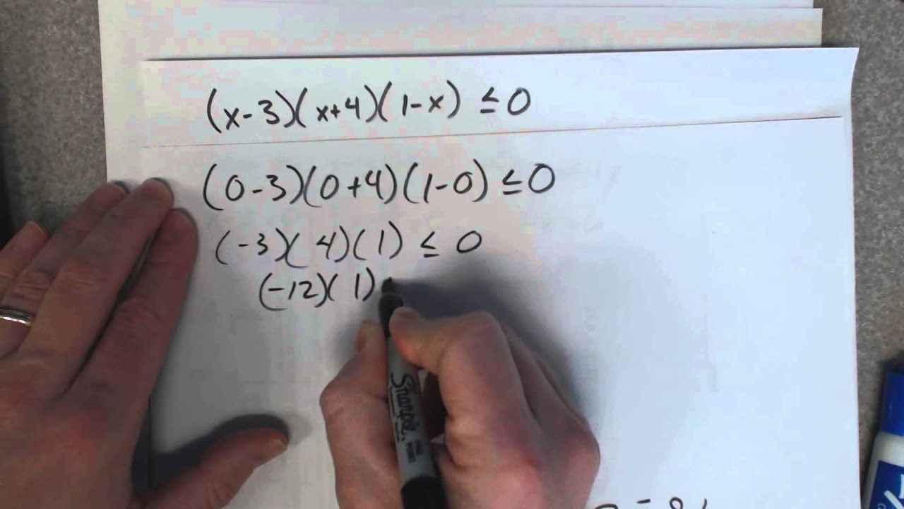 Solve polynomial inequalities by testing values. - YouTube