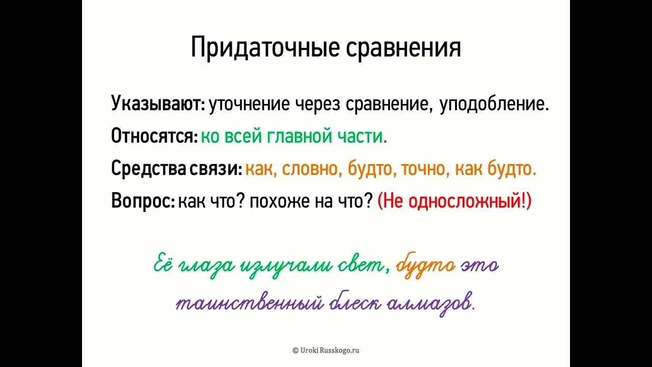Придаточные сравнения 9 класс видеоурок презентация Youtube