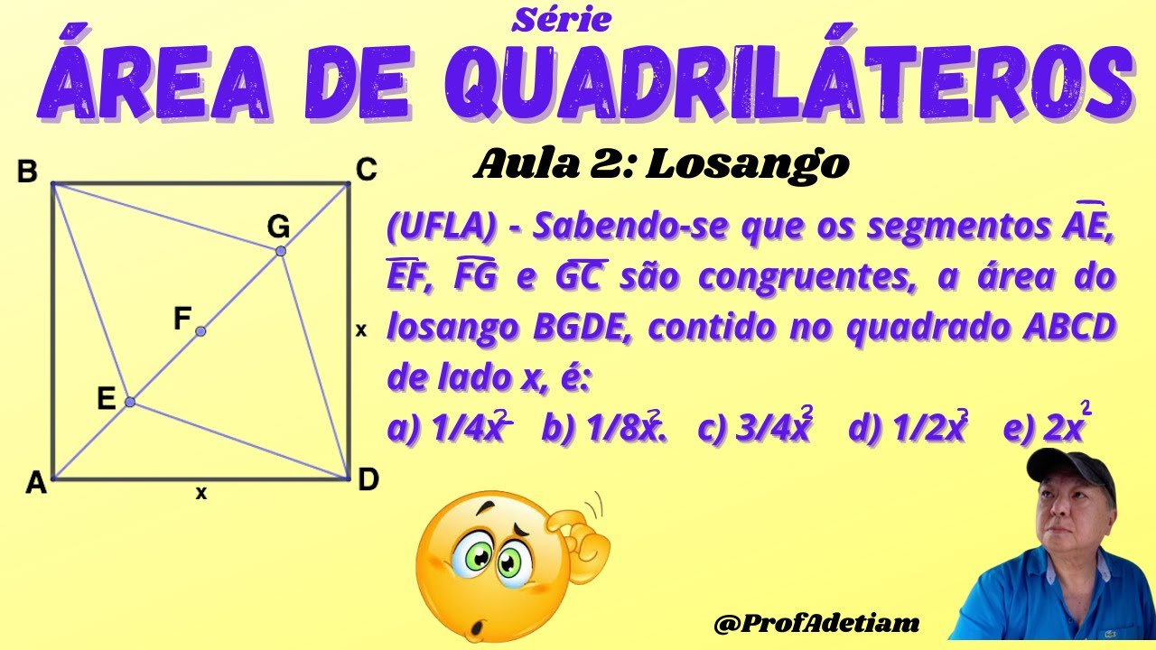 Como calcular área de um losango inscrito num quadrado. Da série área ...