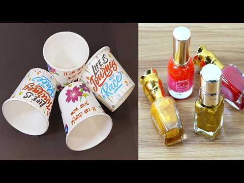 2 SUPERB HOME DECOR IDEAS USING WASTE COFFEE CUPS AND NAIL POLISH | DIY CRAFT | BEST OUT OF WASTE