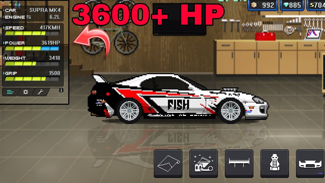 3700+ HP DRAG BUILD SUPRA MK4 | pixel car racer - YouTube