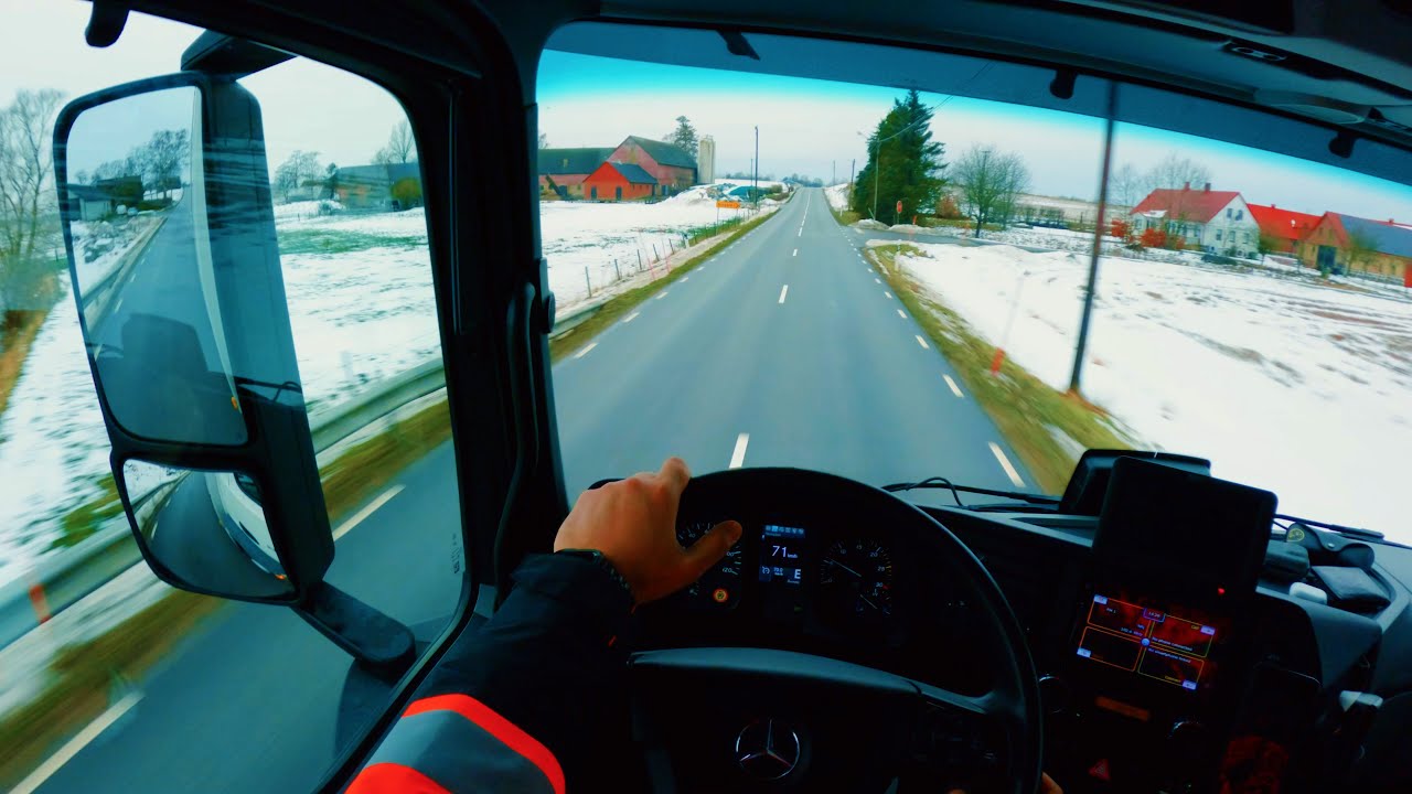 POV Truck Driving MERCEDES Benz | Southern Sweden | Icy Road | 4K - YouTube