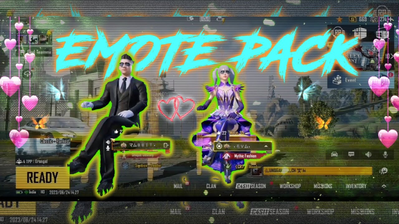 Bgmi Duo Couple Emote Pack |Bgmi Couple Unedit Pack|Bgmi Emote Pack ...