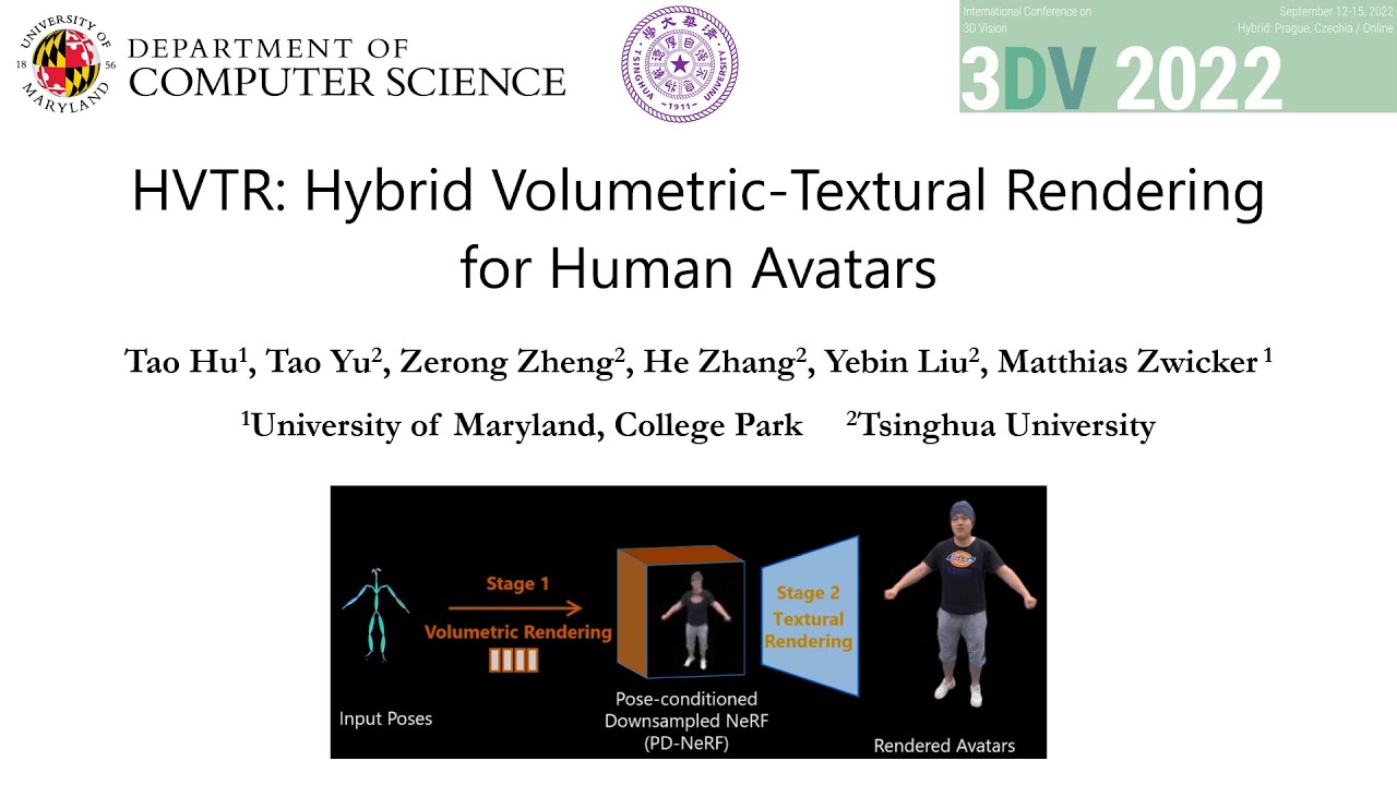 HVTR: Hybrid Volumetric-Textural Rendering for Human Avatars. - YouTube