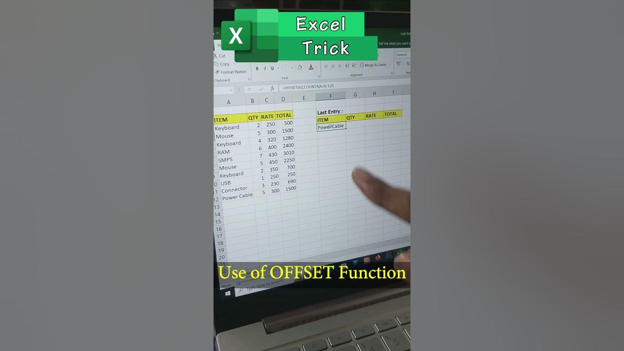 Offset Function in Excel #shorts #excel #exceltips - YouTube