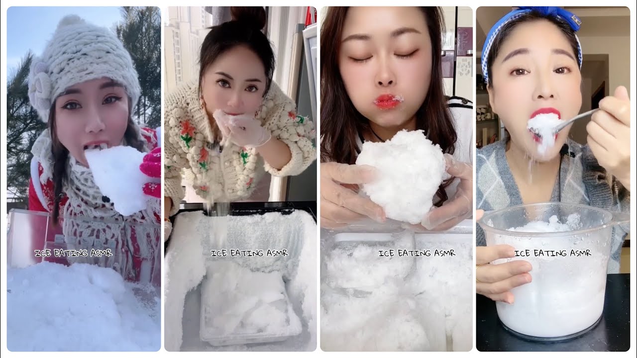 [ASMR] FREEZER FROST & POWDERY ICE EATING & ICE MUKBANG & ICE EATING ...