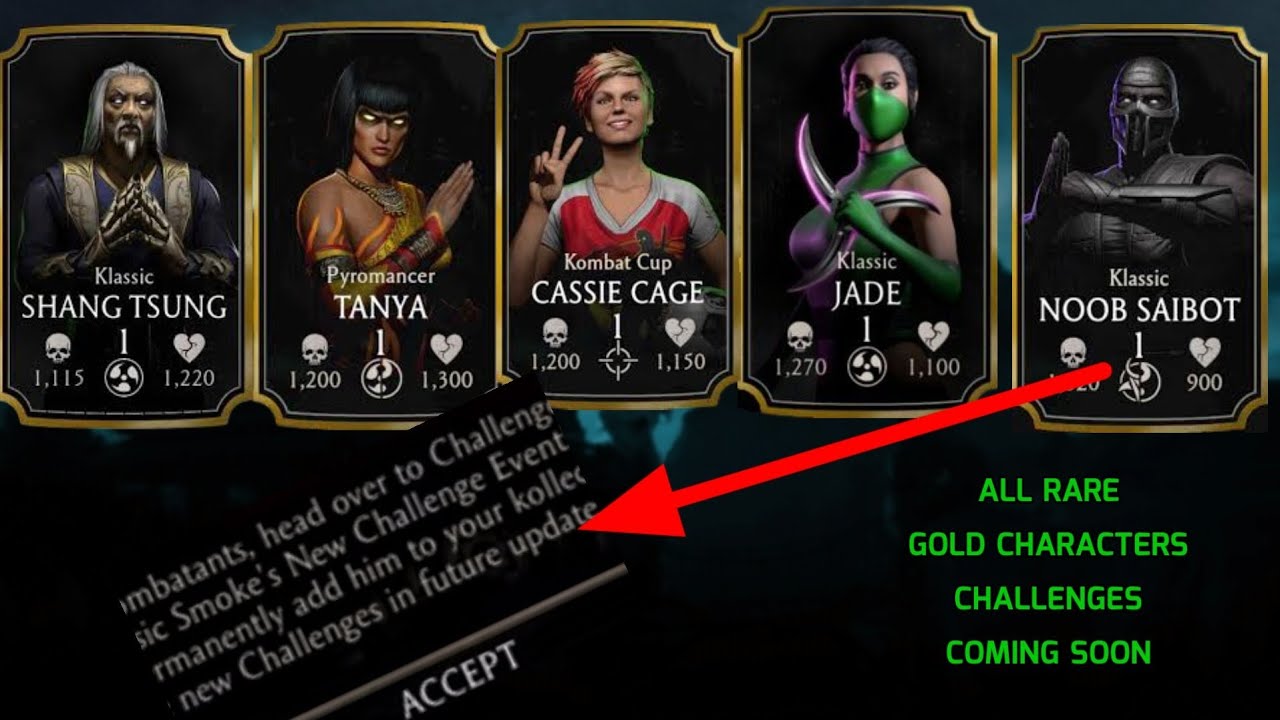 MK:Mobile All Rare Gold Characters Challenge Coming Soon!|Klasiic Smoke ...