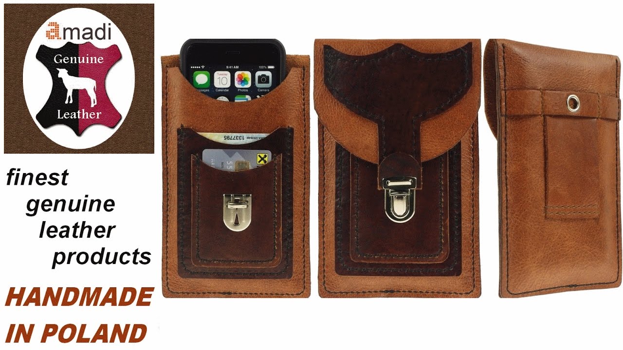 Handmade Genuine Leather Belt Loop & Hook Holster Case Cover For Mobile ...