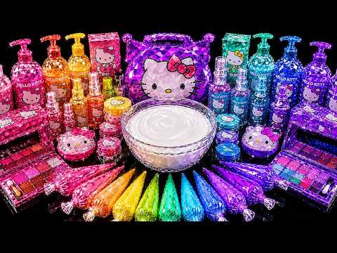 Relaxing Slime ASMR 🌈 Mixing Diamond Hello Kitty Slime With Makeup Cosmetic Set #562
