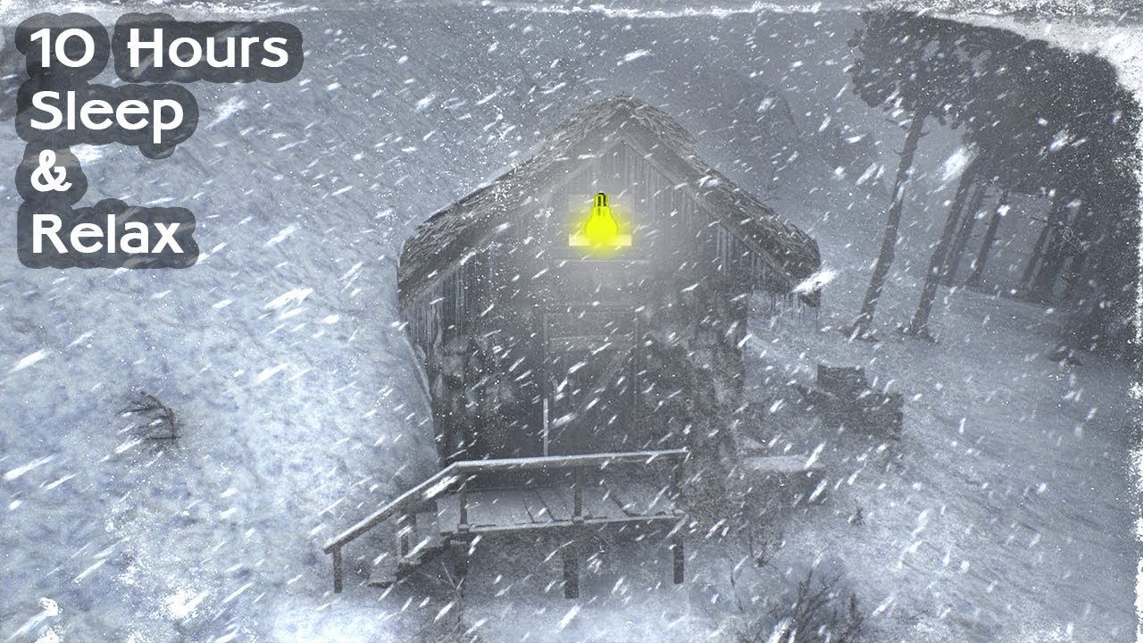 Scary COLD HOWLING SNOWSTORM in a frozen Arctic station for relaxation ...