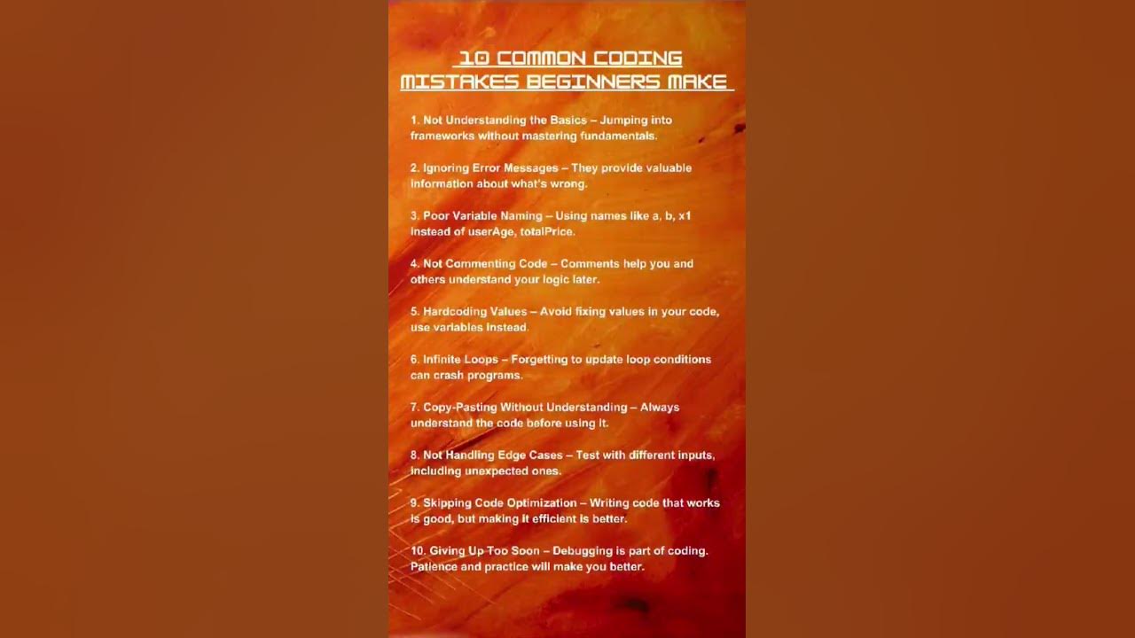 10 Common Coding Mistakes Beginners Make 🚀 Avoid These And Code Like A Pro 💻🔥 Codingmistakes