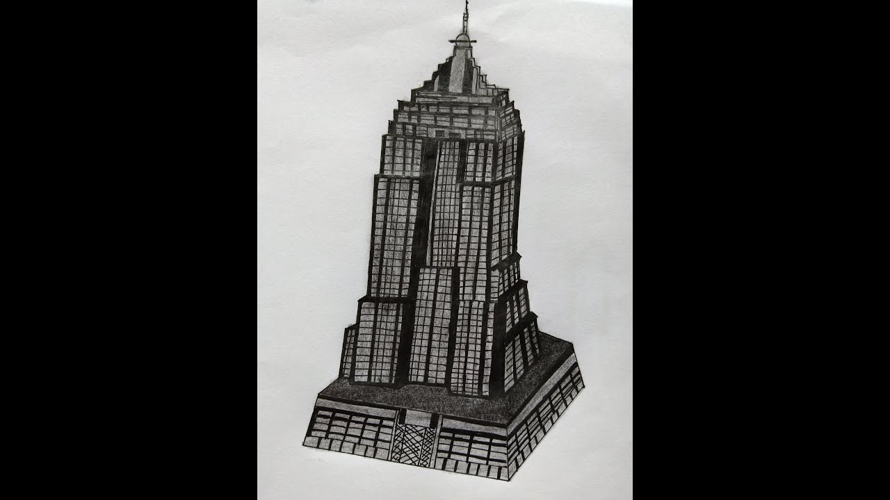 How to draw Empire State Building / Easy drawing of EmpireStateBuilding ...