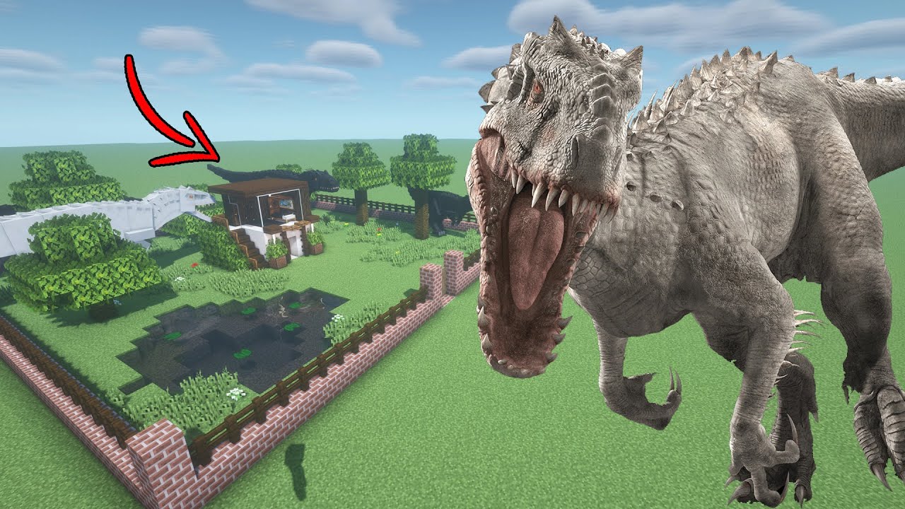 How To Live Inside an Indominus Rex Farm in Minecraft PE - YouTube