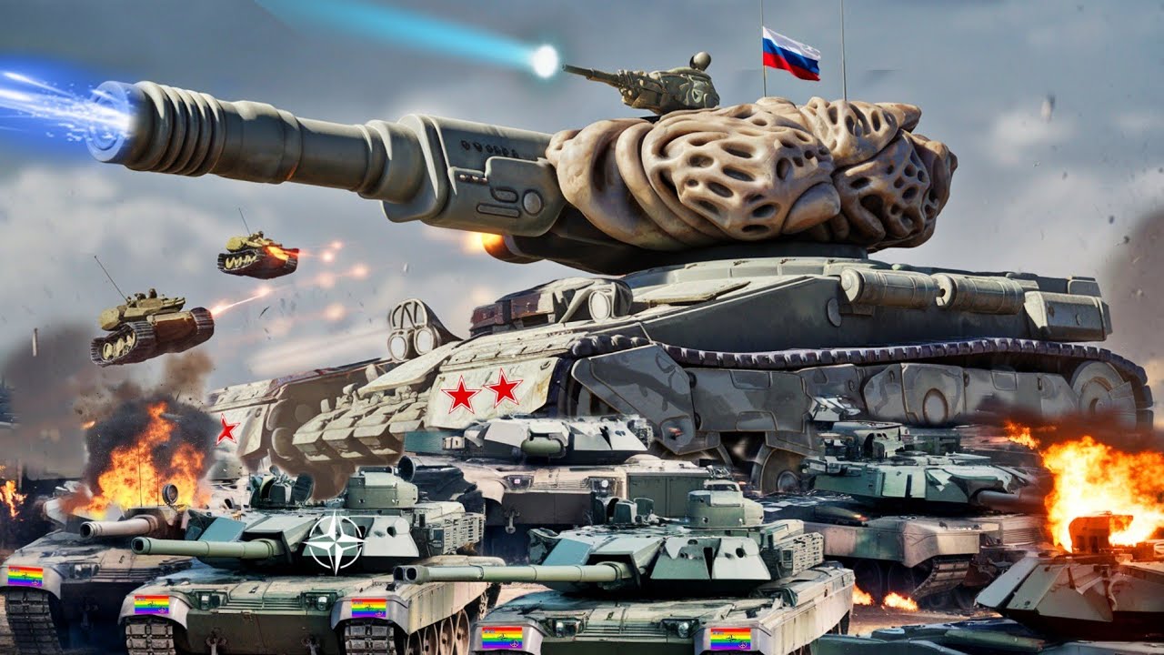 Massive ground battle! Russian Laser Tank vs 50 newly arrived NATO ...