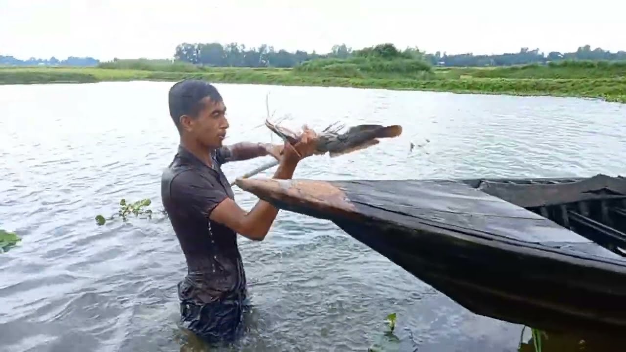 Unique tata fishing and catch lot of big fish from deep water pond ...