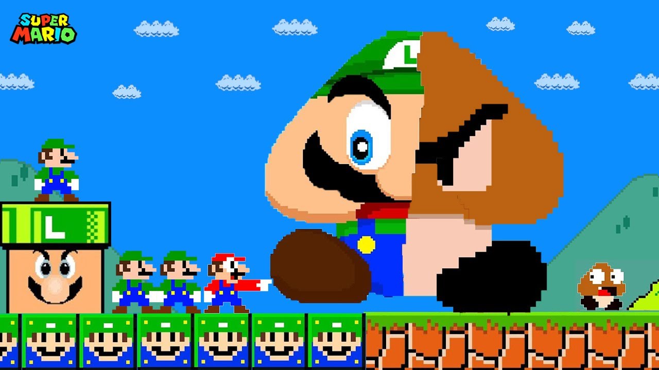 Super Mario Bros., Everything Mario touches turns into Luigi - YouTube