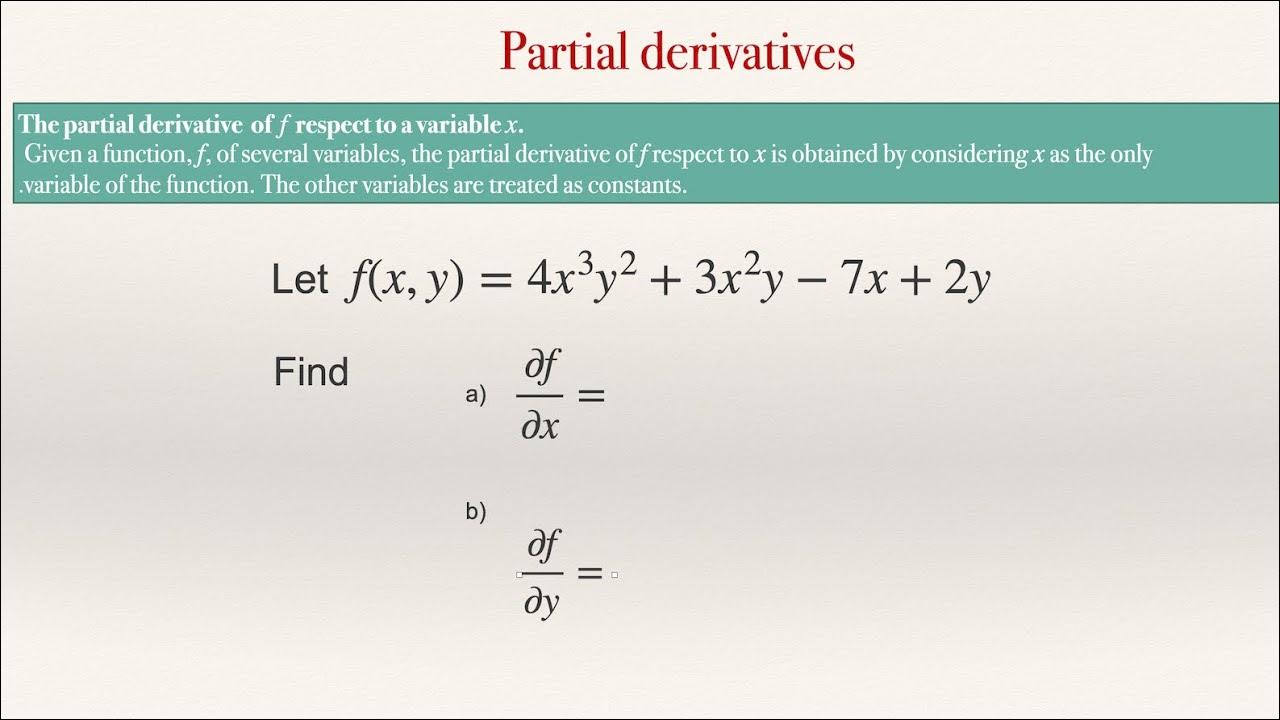 Partial Derivatives - Basic Examples - YouTube