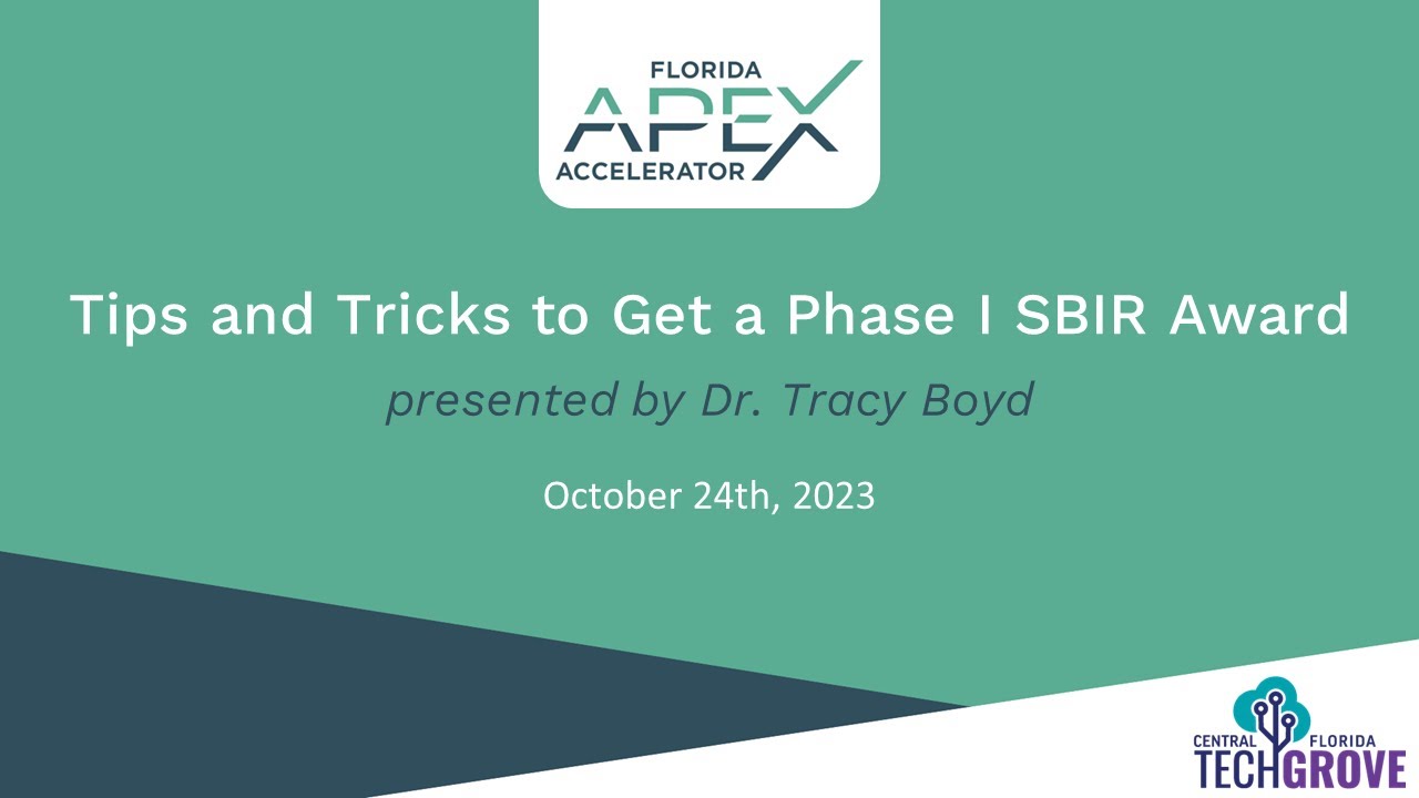 Tips and Tricks to Get a Phase I SBIR Award - YouTube