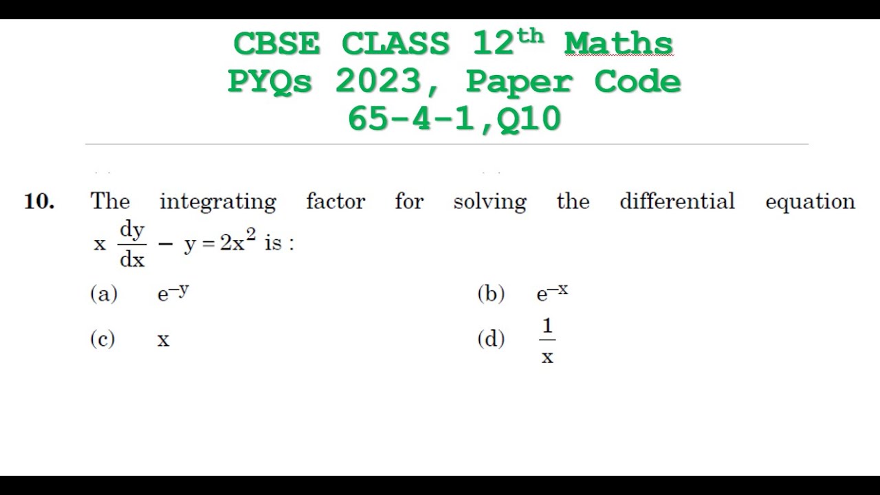 Class 12th Math | Answer Key 2023 | CBSE Board PYQ 2023 | Paper Code 65 ...