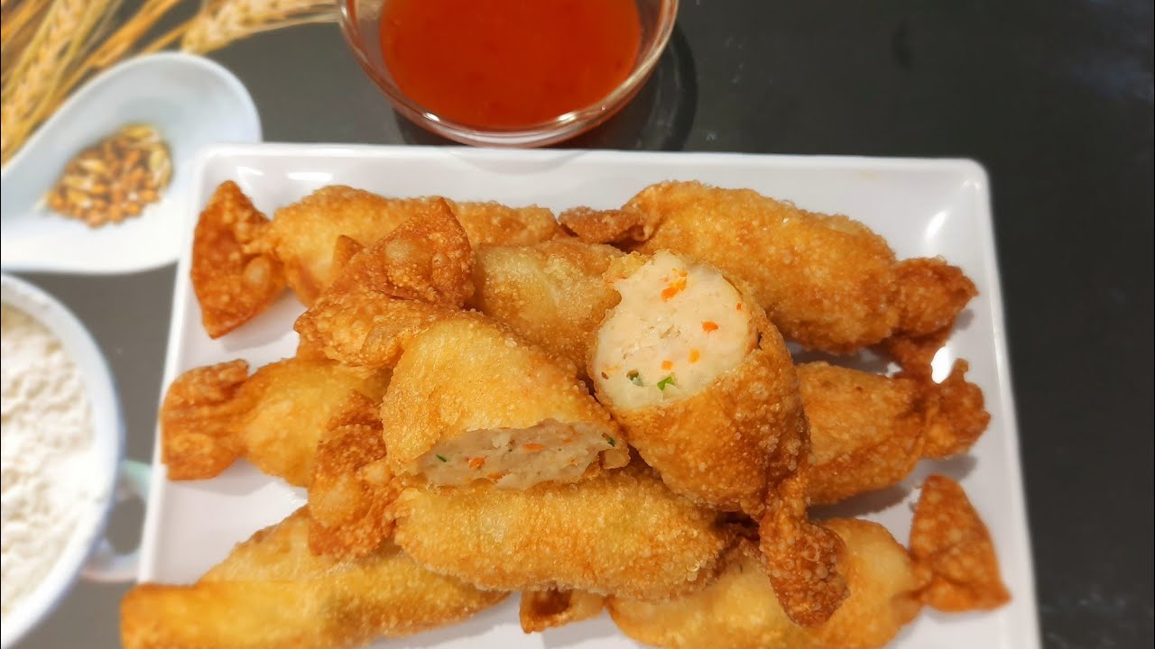 Pangsit GULUNG Goreng | Pangsit KEKINIAN | Fried Pork Wonton Recipe ...