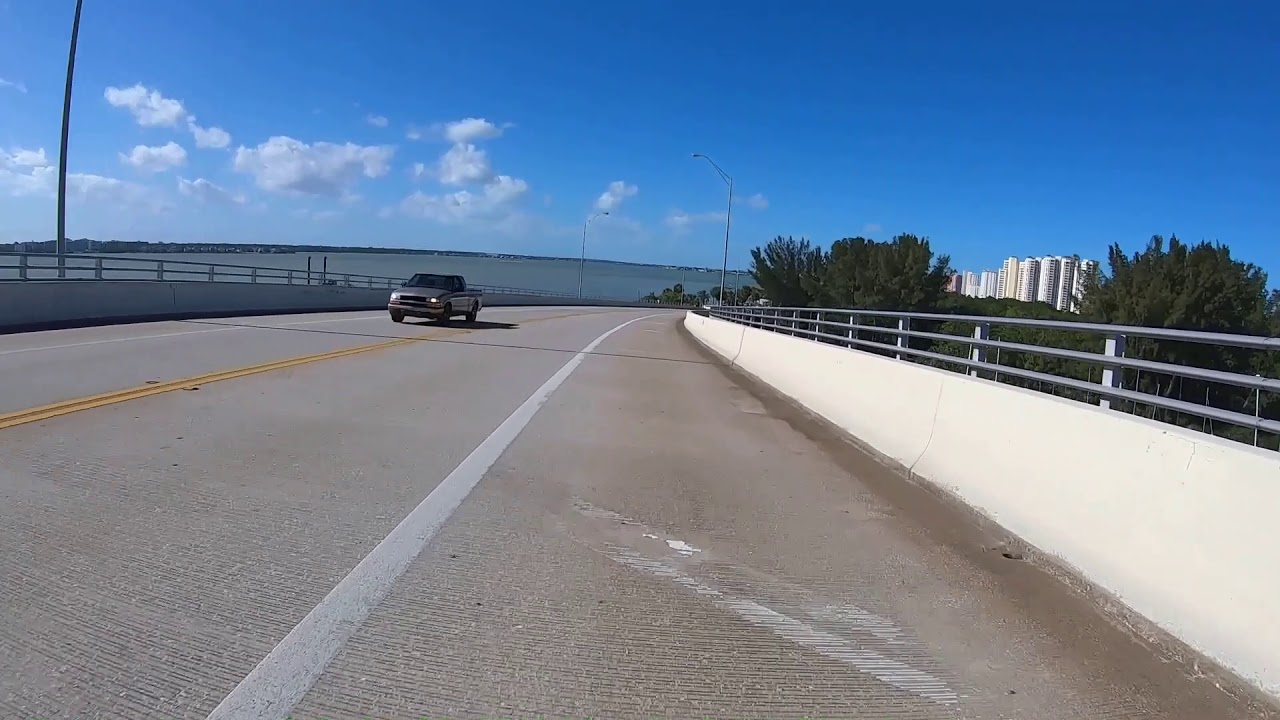 Bicycling the Sand Key Bridge. 38.5 MPH - YouTube