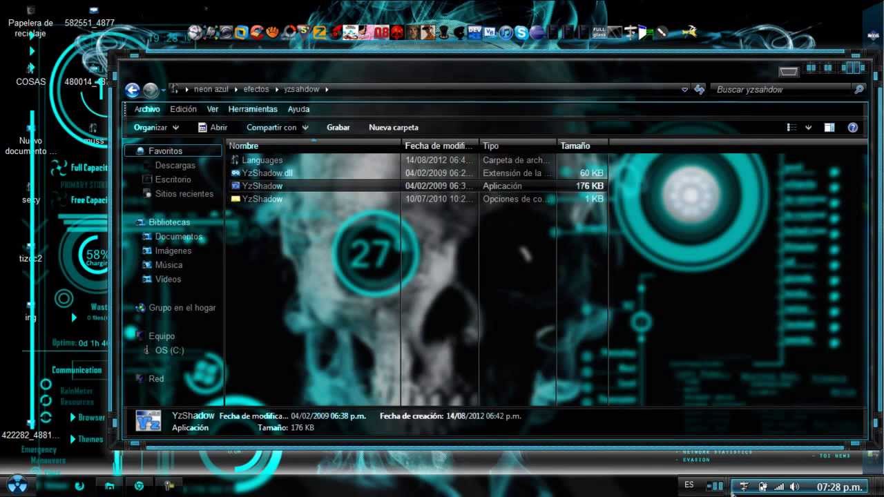 tema genial azul neon windows 7 y 8 - YouTube