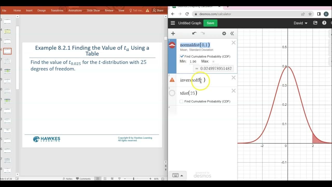 Finding T Critical Values with Desmos - YouTube