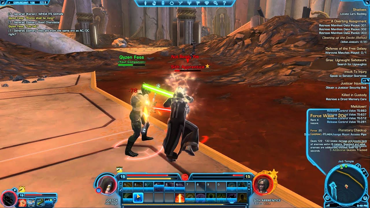 SWTOR - Jedi Consular Sage Kill Sith Apprentice In Jedi Temple ...