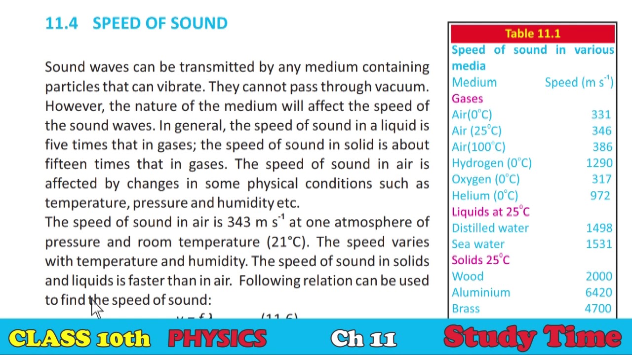 PHYSICS 10 CHAPTER 11 SOUND LEC: 5 SPEED OF SOUND - YouTube