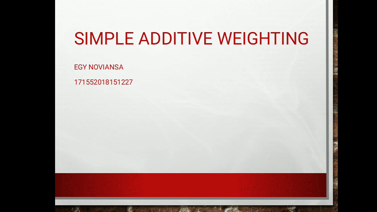 Simple additive weighting - YouTube