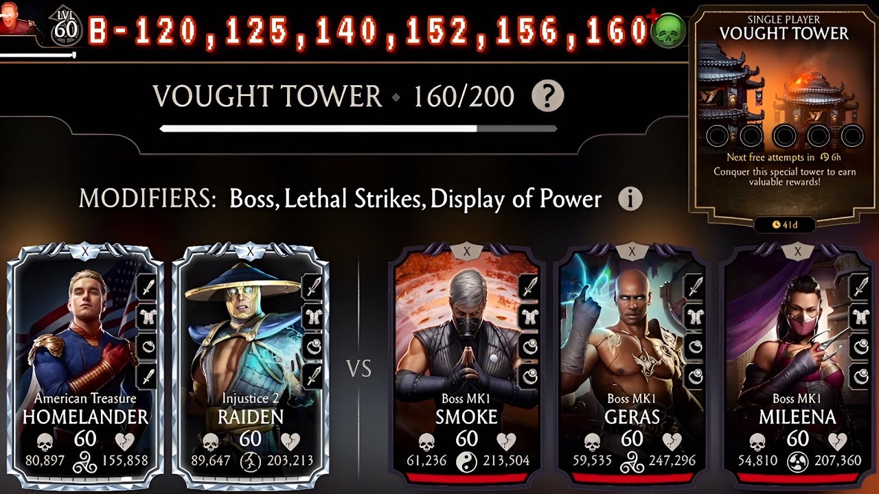 Vought Tower Boss Battle 160 & 120, 140 Fight + Reward MK Mobile ...
