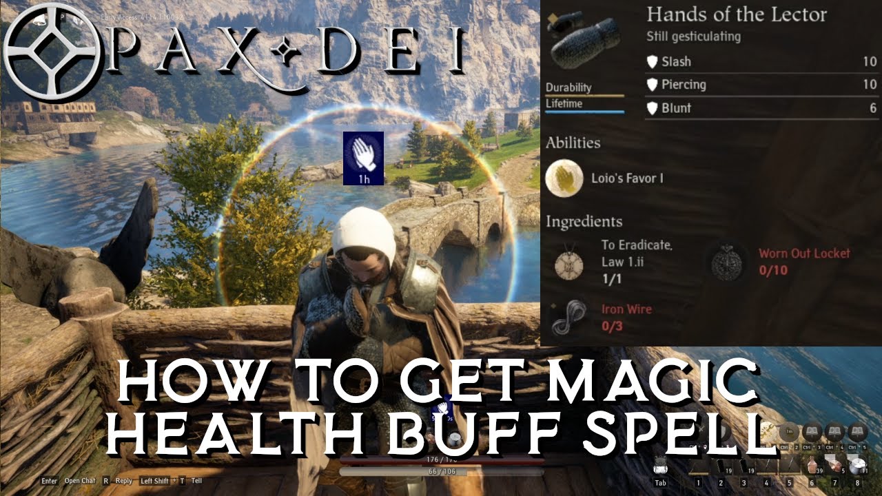 Pax Dei - How to unlock health buff spell - loio's favor 1 - hands of ...