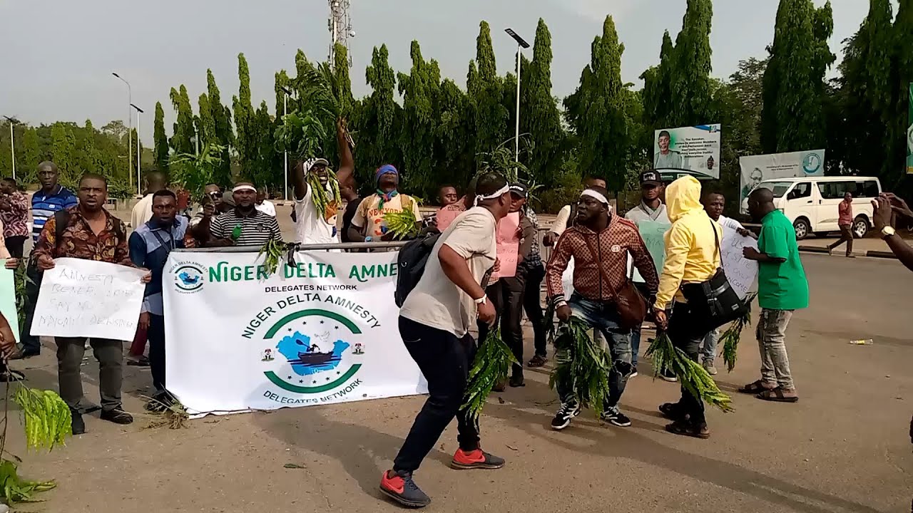 Ex-Niger Delta militants held a protest to demand the reinstatement ...