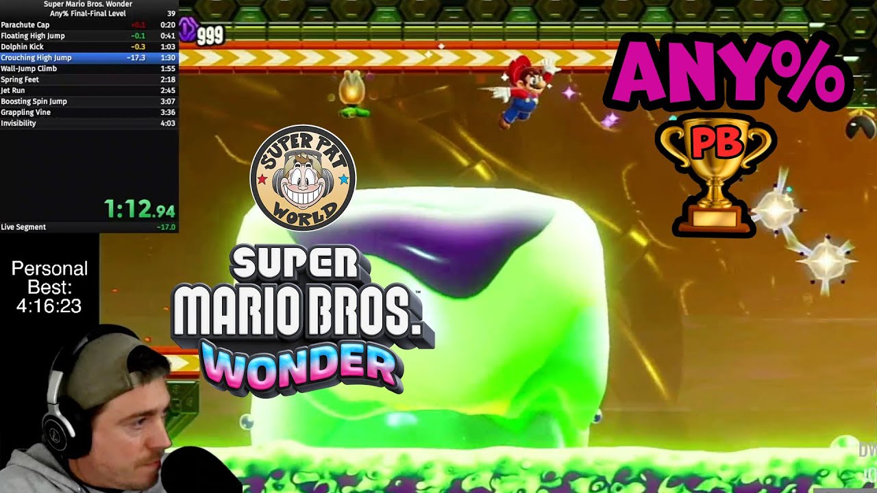 Mario Wonder Any% World Record Speedrun (4m 15s 467ms) The FINAL-Final ...