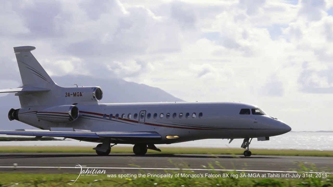 The Falcon 8X reg 3A-MGA was at Tahiti Int'l - YouTube
