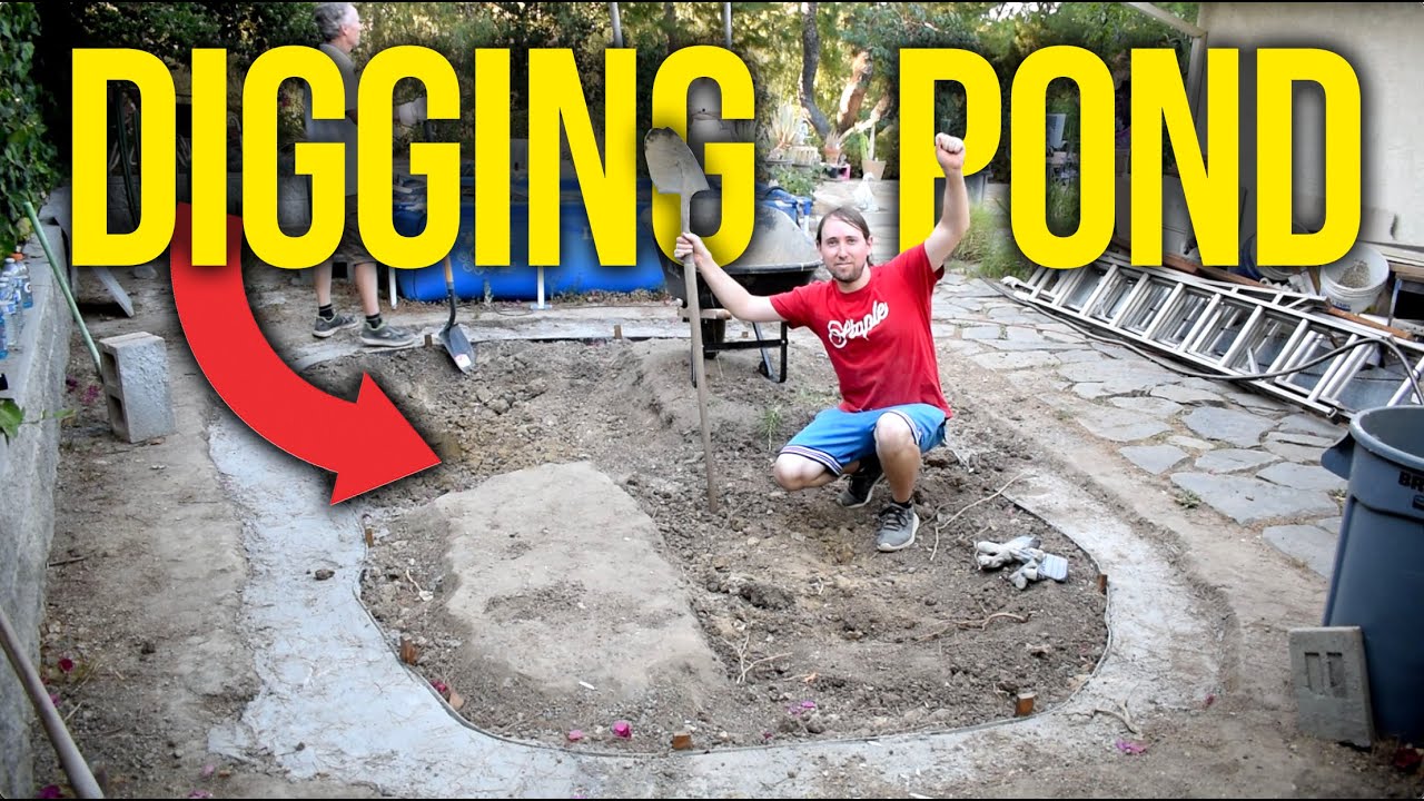 Digging Backyard DIY Pond: DAY 1 - YouTube