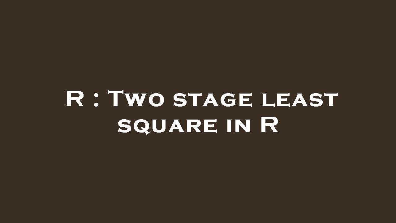 R : Two stage least square in R - YouTube