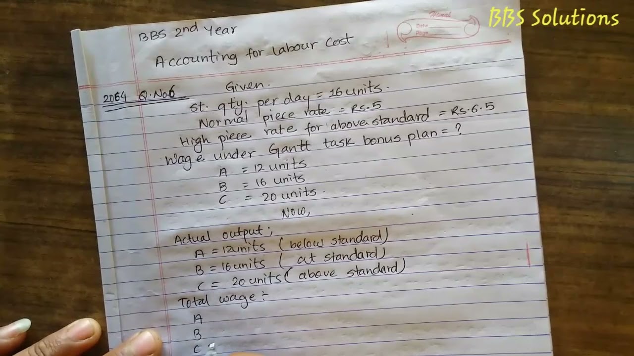 Gantt Task Bonus Plan//Accounting for Labor Cost//BBS 2nd Year//2064 Qn ...