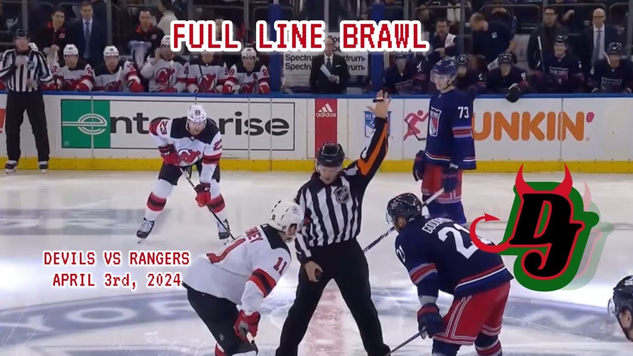 Devils vs. Rangers Line Brawl Rempe vs. MacDermid #NJDevils #NYR - YouTube