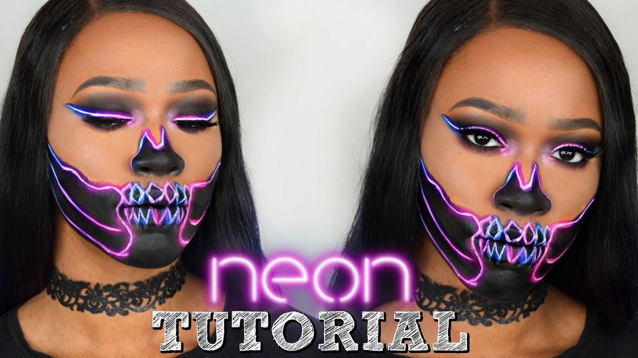 NEON SKULL TUTORIAL | HALLOWEEN 2017 - YouTube