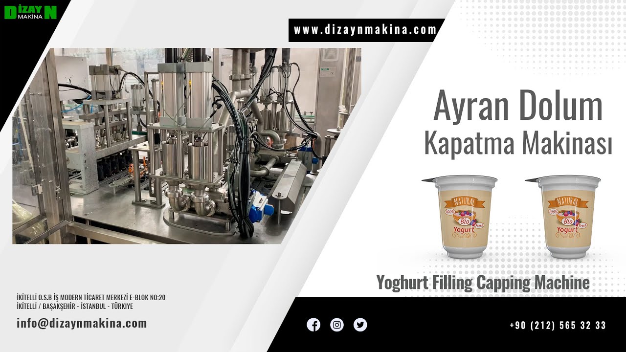 Ayran Dolum Kapatma Makinası - Yoghurt Filling Capping Machine - YouTube