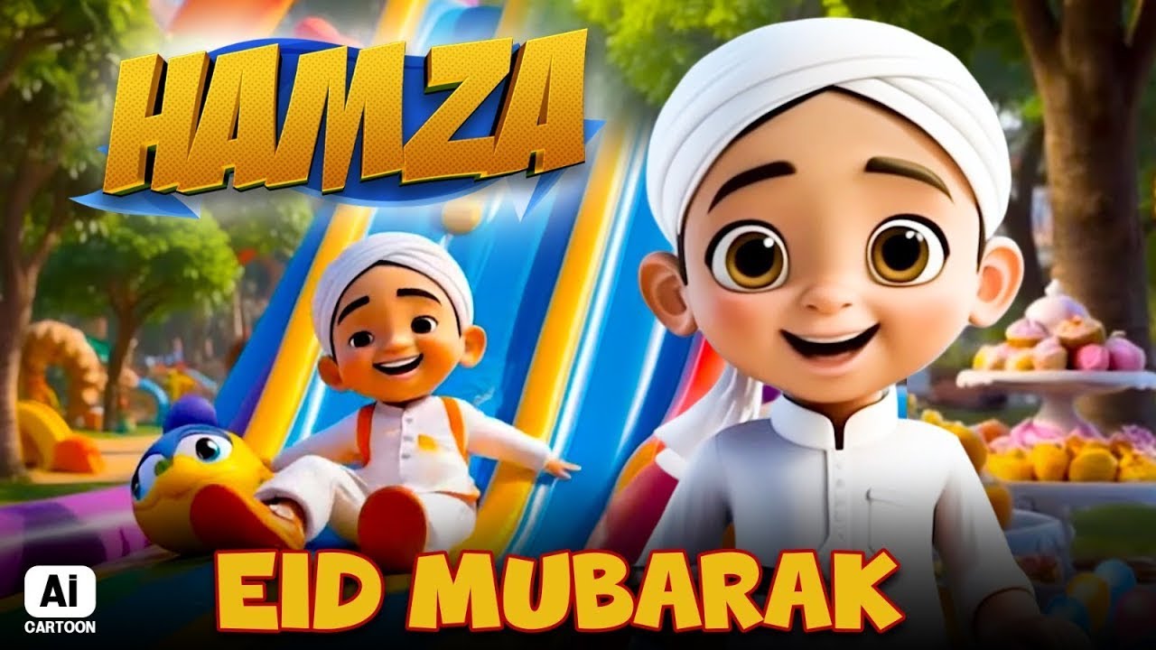 Eid Mubarak | Hamza Cartoon Series | AI Cartoon Video | Kids Madani ...
