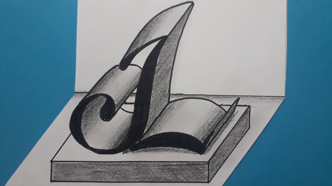 How To Draw 3d Letter L On Flat Paper / Easy Writing For Beginners ...