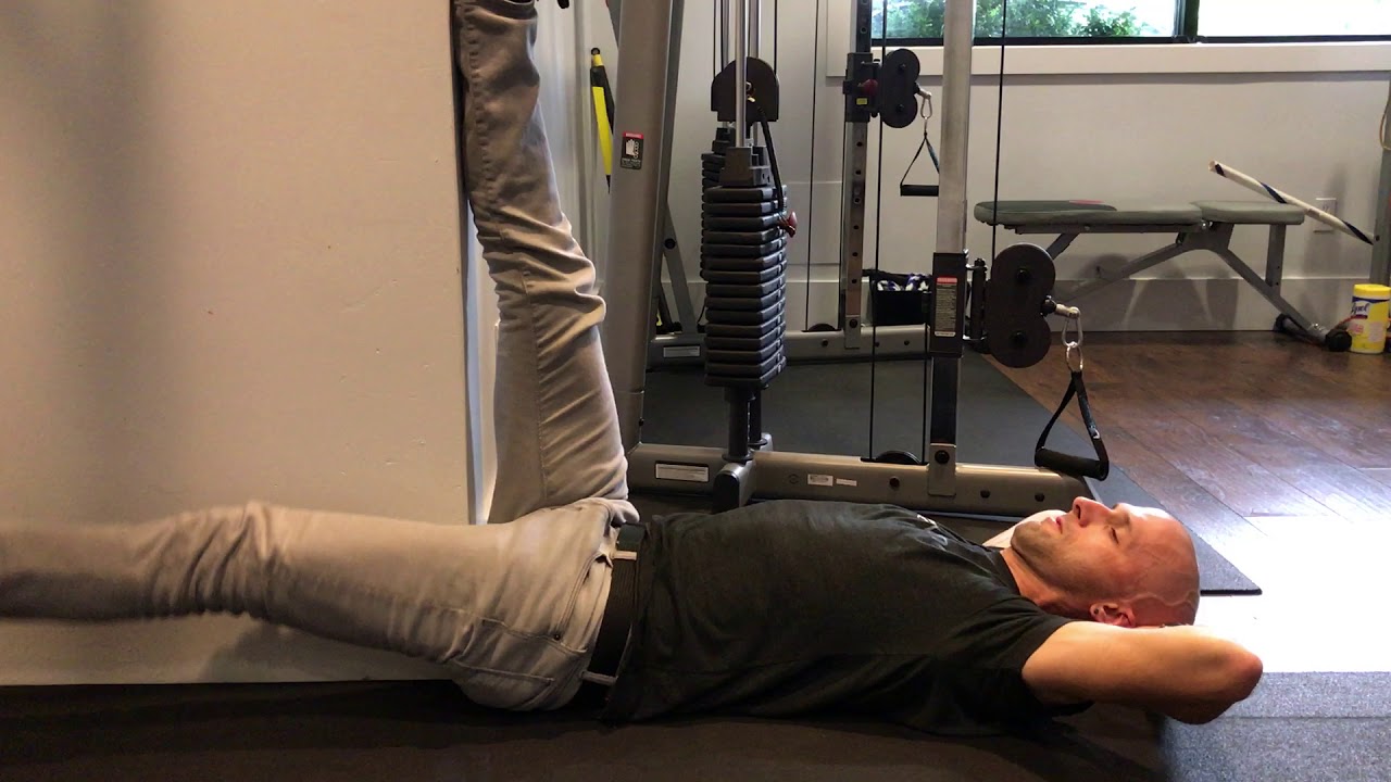 Supine Single Leg Drop Hamstring Stretch - YouTube