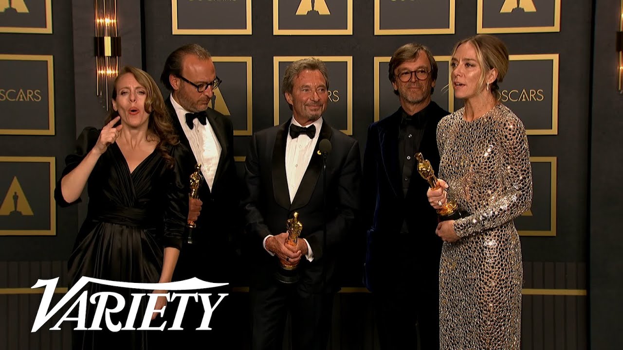 ‘Coda’ Best Adapted Screenplay Full Backstage Oscars Speech - YouTube