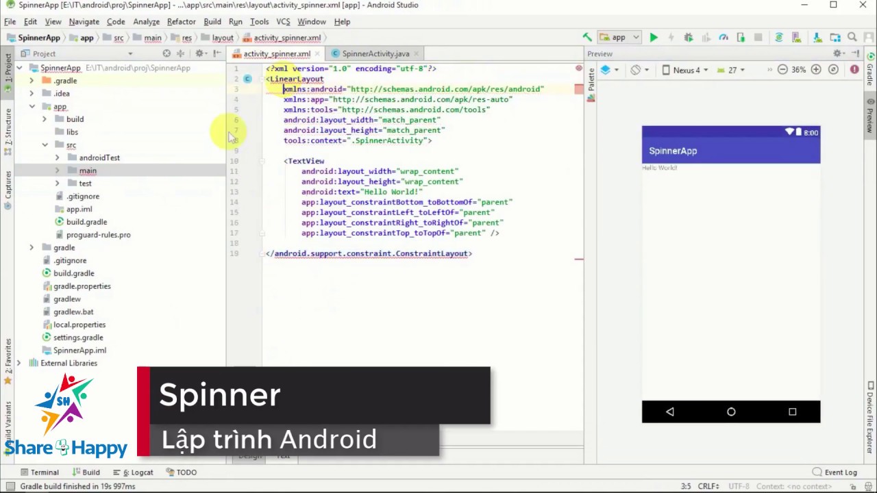 Android programming - Spinner - YouTube