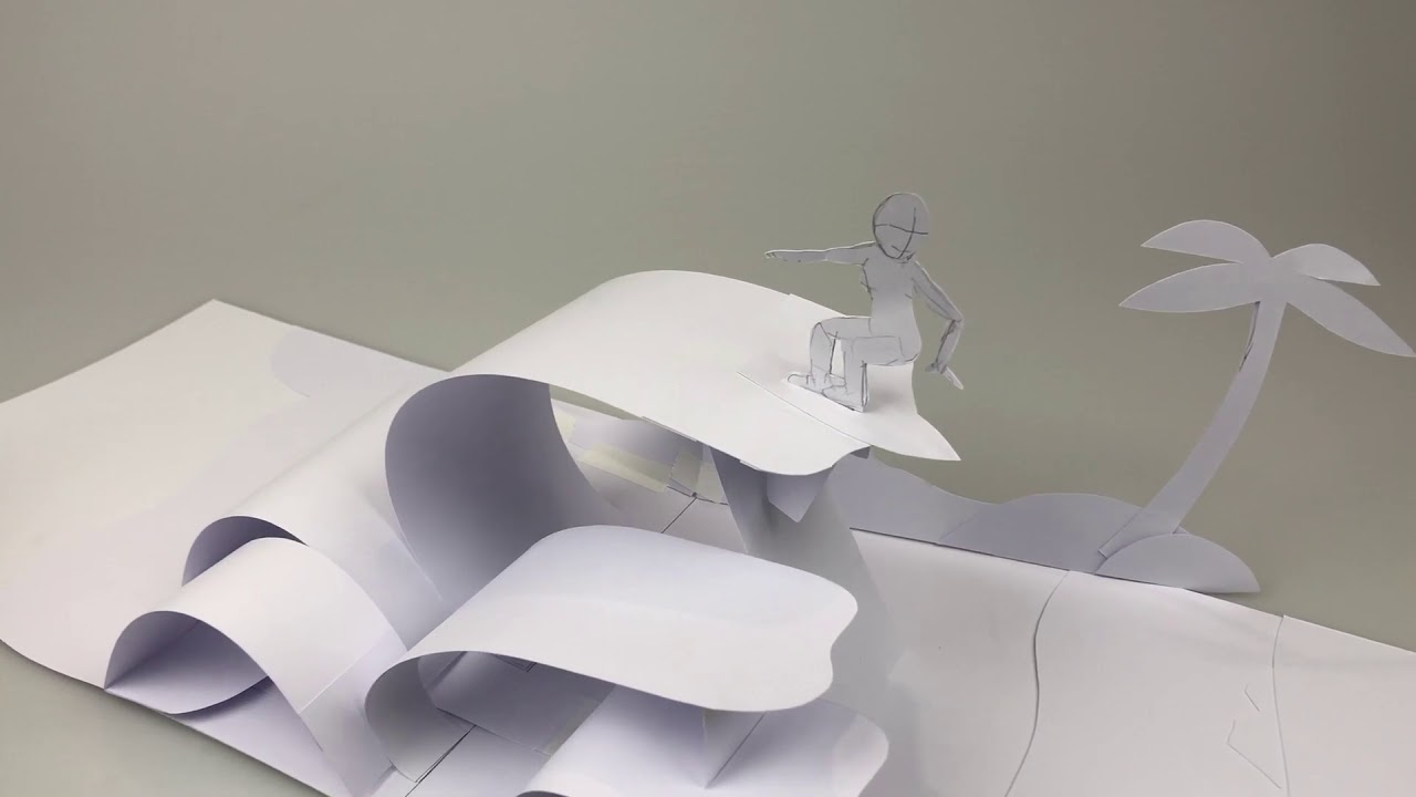 PopUptober Day 18 - Huge 🌊 Surf the curves! Pop-up card - YouTube